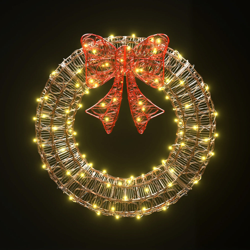 0.6M Christmas Lights 160 LED Motif Solar Wreath Xmas Decorations Jing – Ember Homewares
