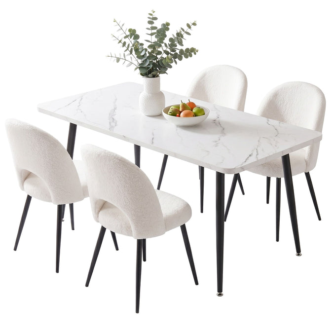 Artiss Dining Table and Chairs Set 5pcs Kitchen Furniture Marble White ...