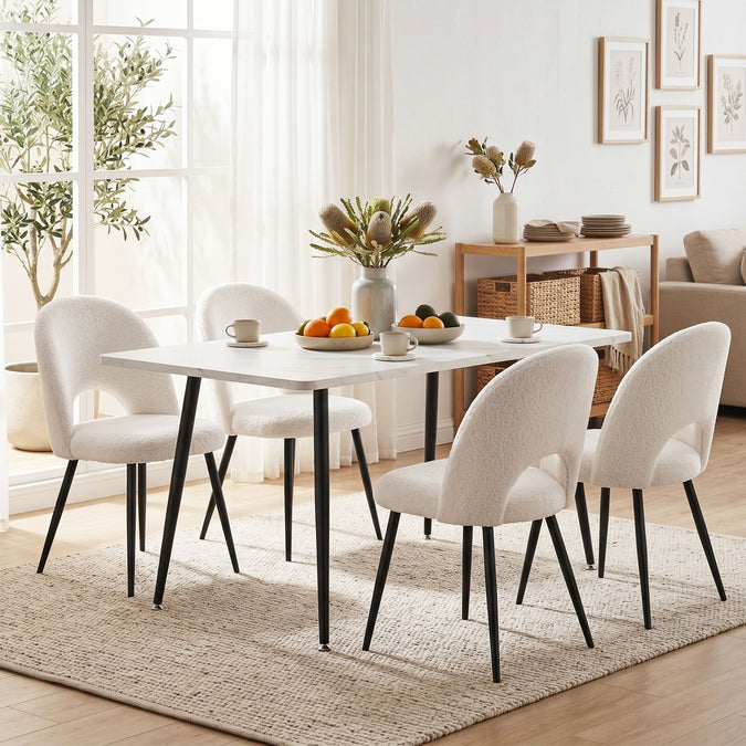 Artiss Dining Table and Chairs Set 5pcs Kitchen Furniture Marble White ...