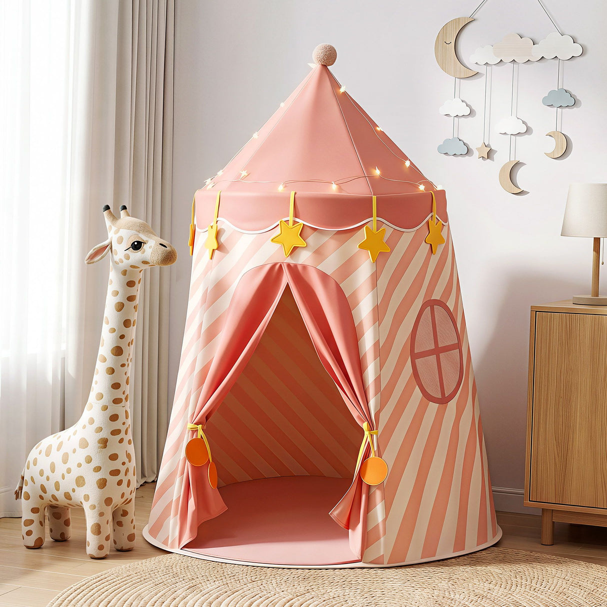 Keezi Kids Play Tent with Star Lights and Window Carry Bag 116cmx153cm ...