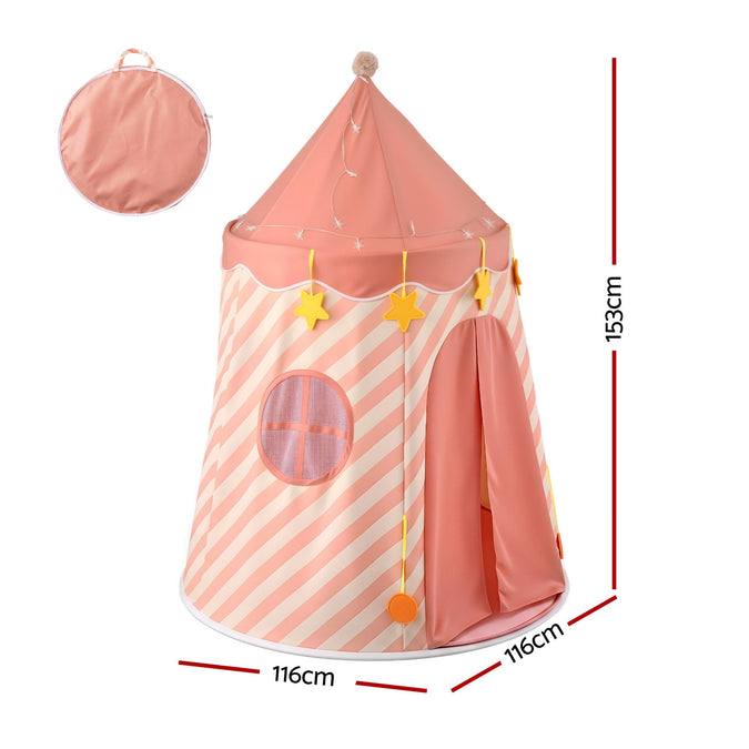 Keezi Kids Play Tent with Star Lights and Window Carry Bag 116cmx153cm ...
