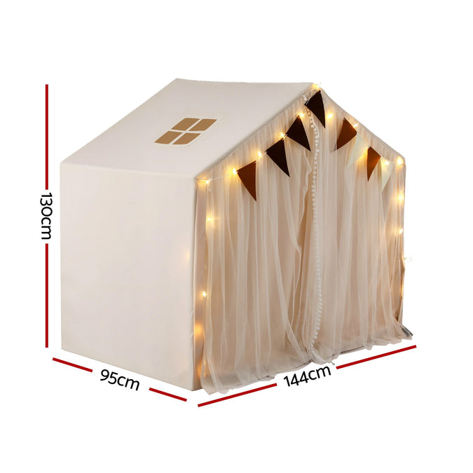 Keezi Kids Play Tent with Star Lights Windows Flag 144cmx95cm Playhous ...
