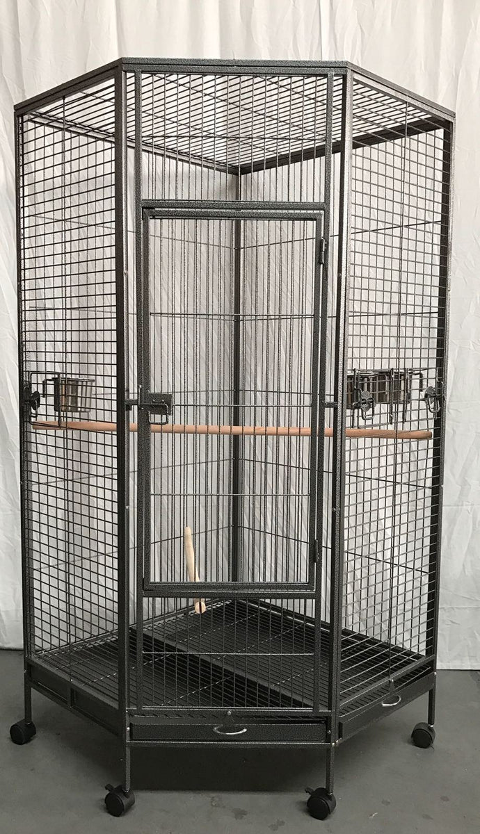 YES4PETS 162cm Large Corner Bird Cage Pet Parrot Aviary Perch Castor W ...