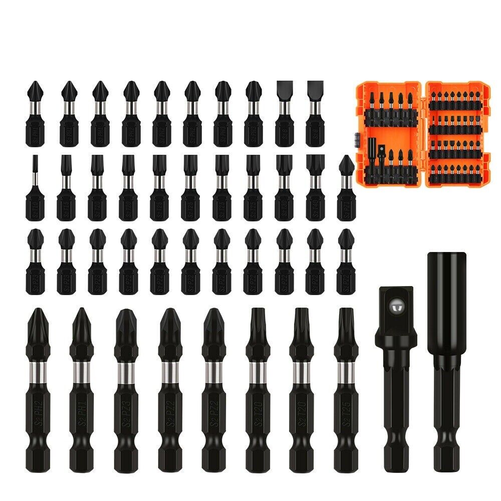 42Pc Impact Screwdriver Bit Set Magnetic Drill Holder Socket Drilling ...
