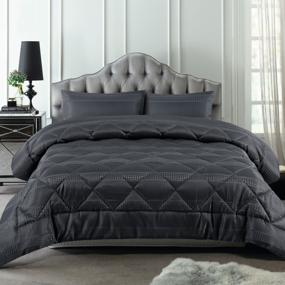 Accessorize 3 Piece Waffle Slate Comforter Set Queen – Ember Homewares